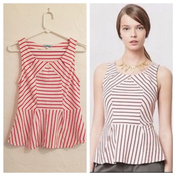 Anthropologie | Tops | Anthropologie Rare Liefnotes Red White Striped ...